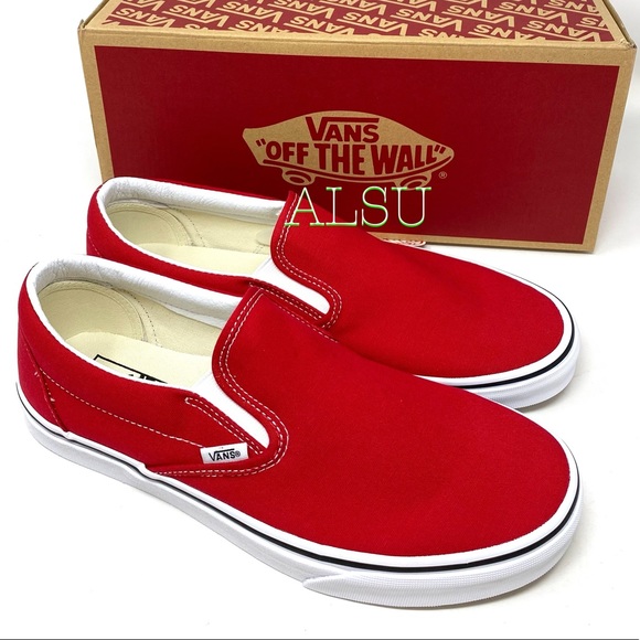 Vans | Shoes | Vans Classic Slip On Racing Red Canvas Mens | Poshmark